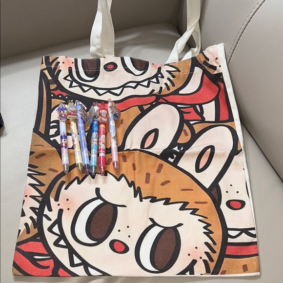 Labubu | Office | Labubu Graphic Tote Bag With 6 Pens | Poshmark